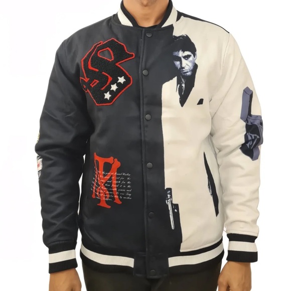 scarface | Jackets & Coats | Nwt Scarface Reason Varsity Jacket Black ...